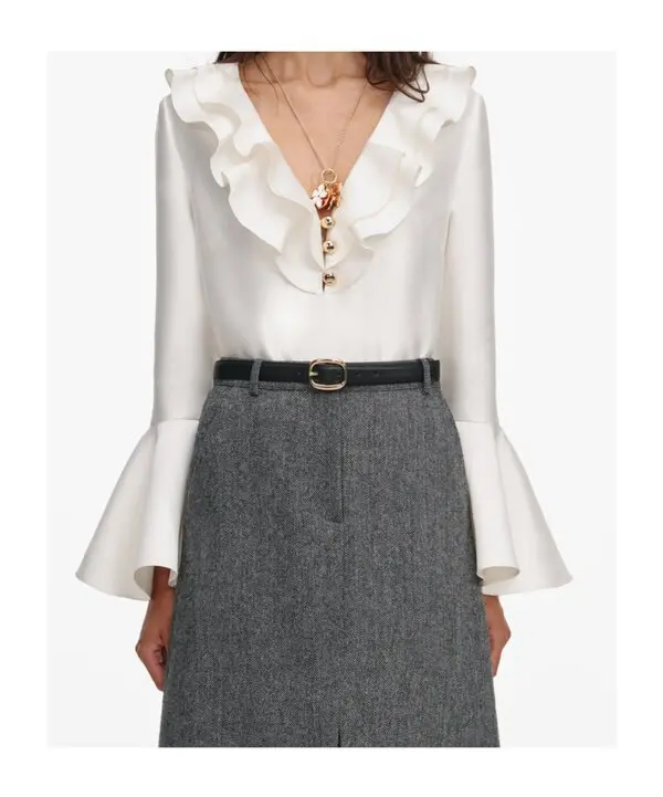 SELF-PORTRAIT Ruffled Bell Sleeve Blouse