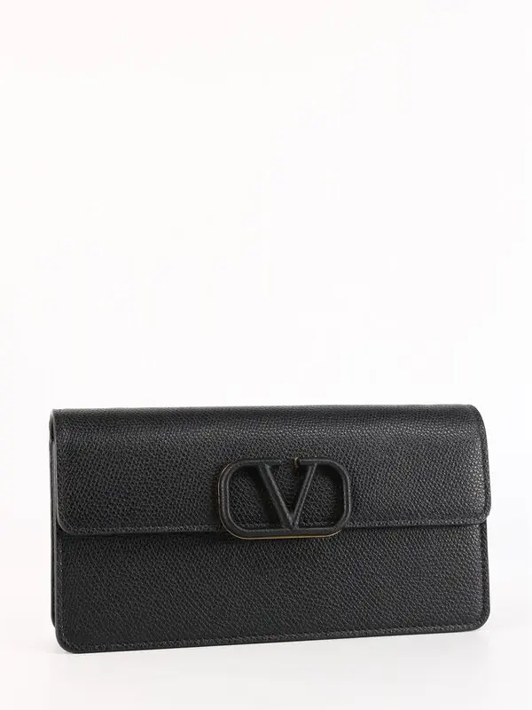 Valentino Garavani Vlogo Signature Foldover Top Wallet - Black