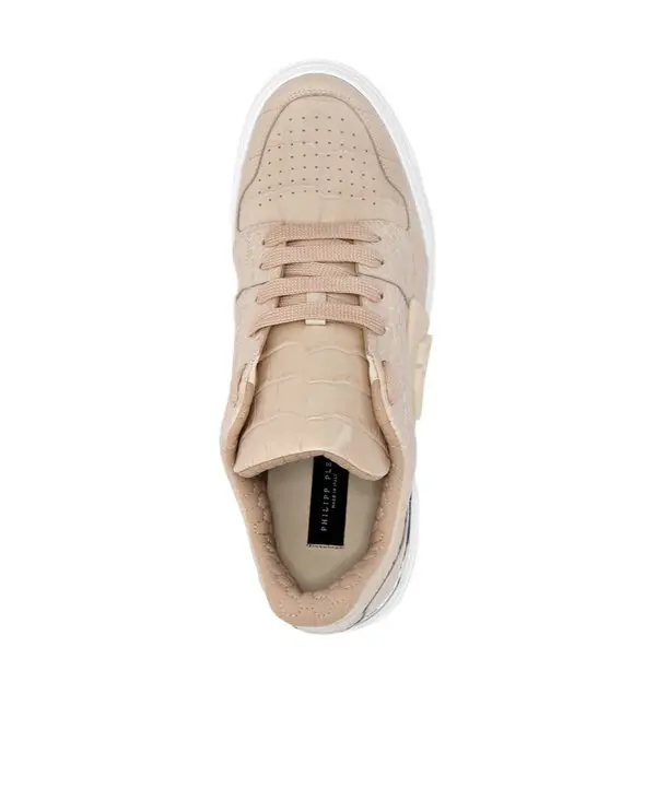Philipp Plein Croc-embossed Lace-up Low Top Sneakers