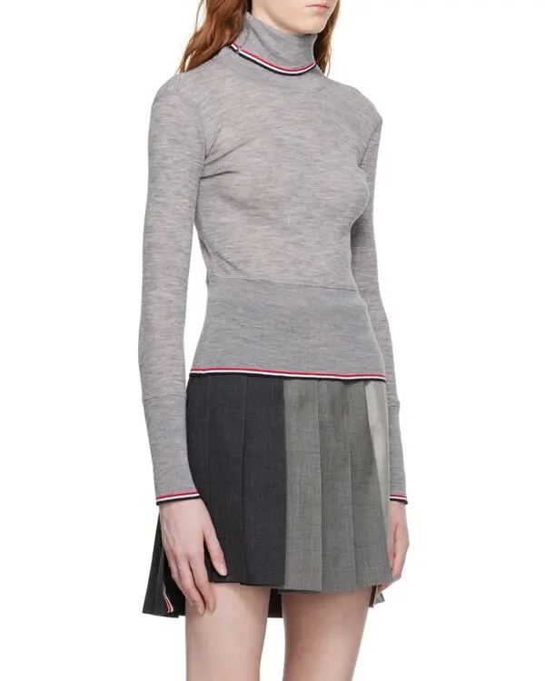 Thom Browne Striped Trim Turtleneck Jumper