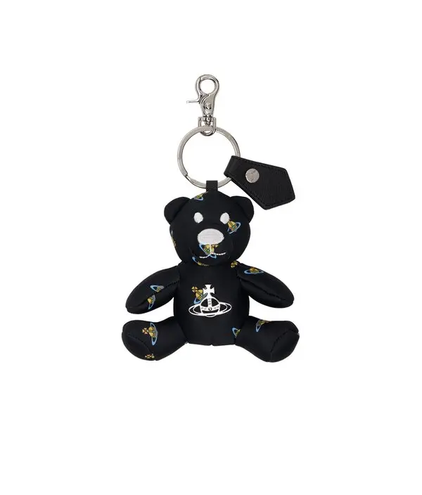 VIVIENNE WESTWOOD Bear Keychain With Logo Pattern - Black