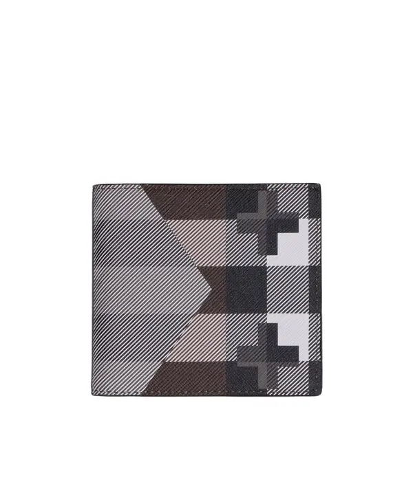 Burberry Double Folded Purse With Checkered Pattern