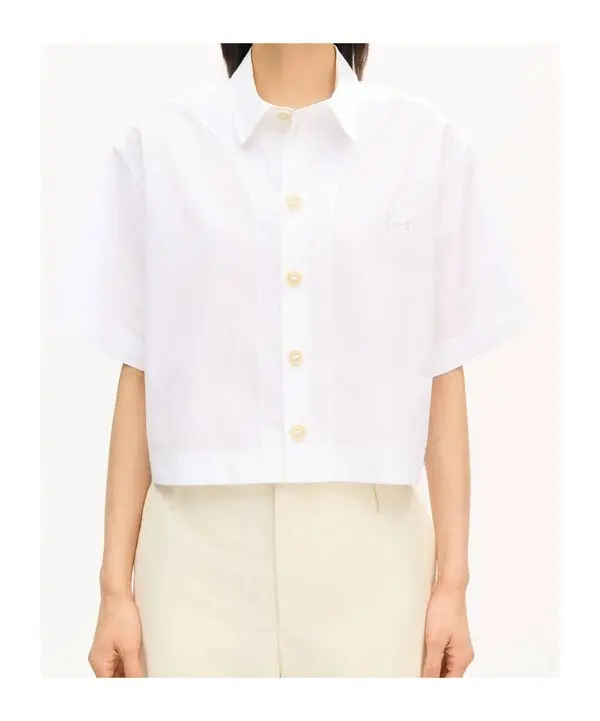 Kenzo Cropped Embroidered Logo Shirt