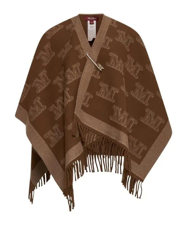 Max Mara All-over Logo Patterned Fringed Cape
