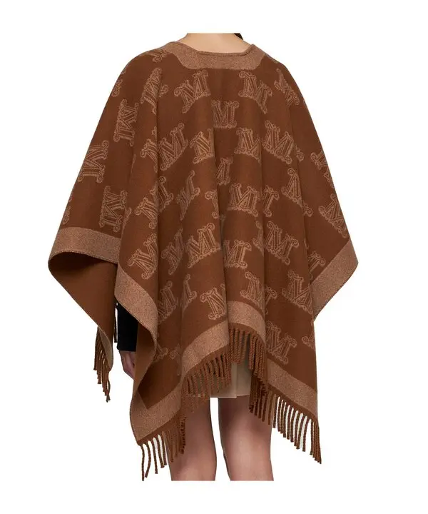 Max Mara All-over Logo Patterned Fringed Cape