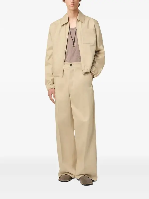 AMI Paris Logo Embroidered Zip-up Shirt Jacket