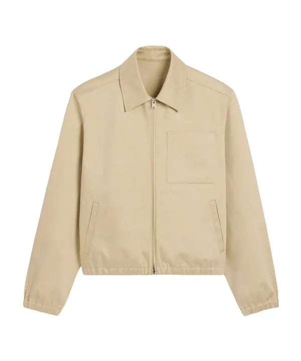 AMI Paris Logo Embroidered Zip-up Shirt Jacket