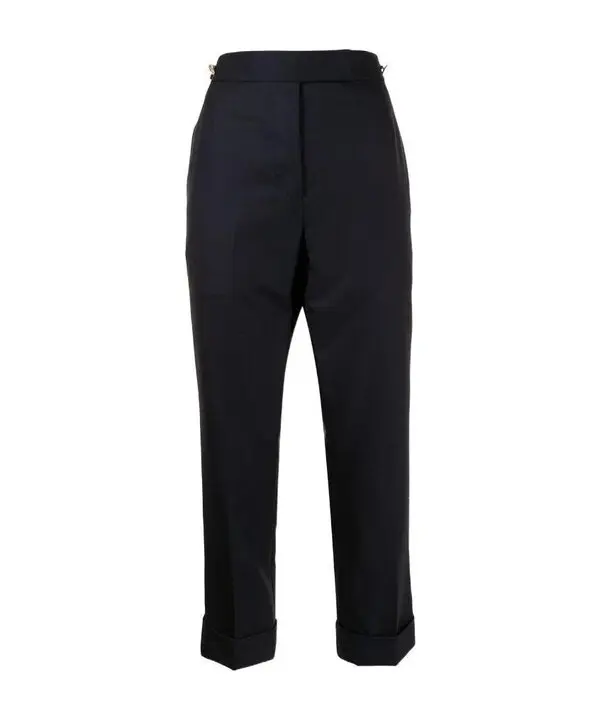 Thom Browne High-waisted Straight Leg Trousers With Classic Stripes