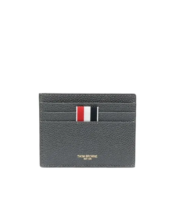 Thom Browne Stripe-tab Logo Printed Wallet - Gray