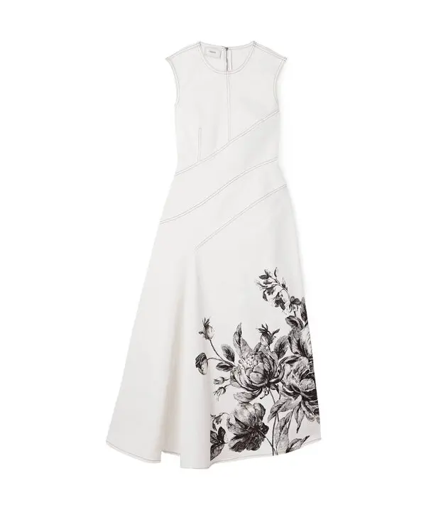 Erdem Sleeveless Crewneck Midi Dress With Floral Print