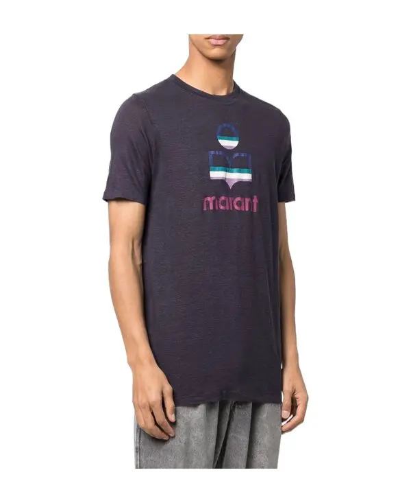 Isabel Marant Étoile Dark Blue Logo Round Collar Short-sleeved T-shirt
