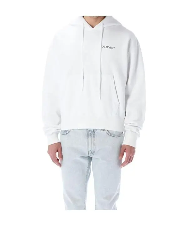 Off-White Logo Printed Drawstring Hoodie - White