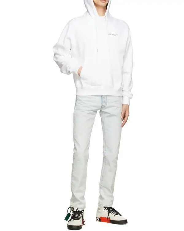 Off-White Logo Printed Drawstring Hoodie - White