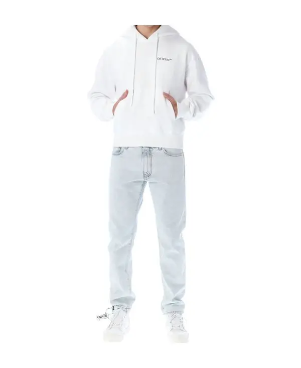 Off-White Logo Printed Drawstring Hoodie - White