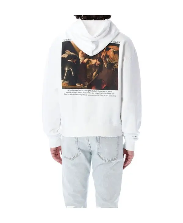 Off-White Logo Printed Drawstring Hoodie - White