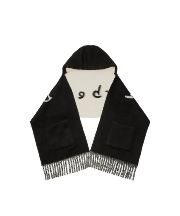 Burberry Hood Detailed Fringed Scarf - Black