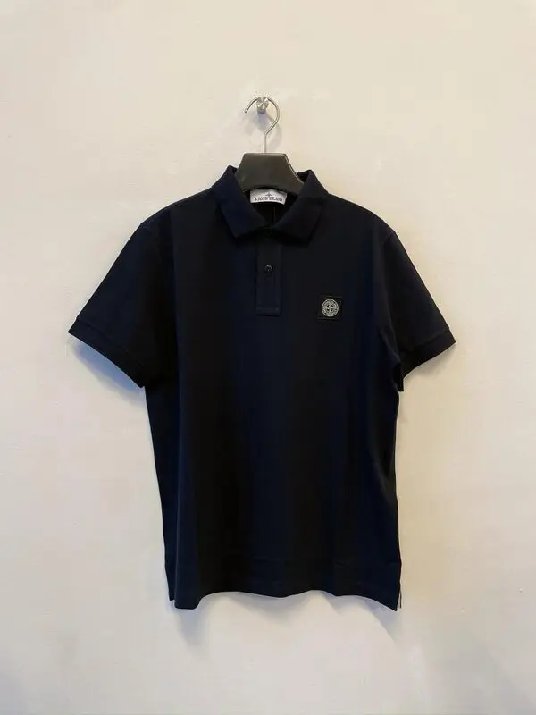 Stone Island Compass Patch Short-sleeved Polo Shirt - Blue