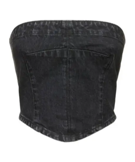 Stella McCartney Washed Denim Cropped Bustier Top