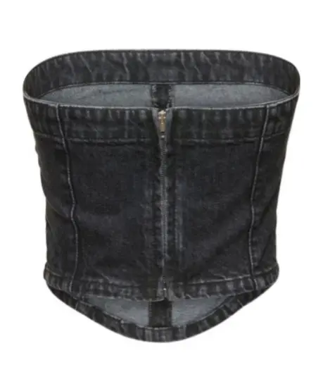 Stella McCartney Washed Denim Cropped Bustier Top