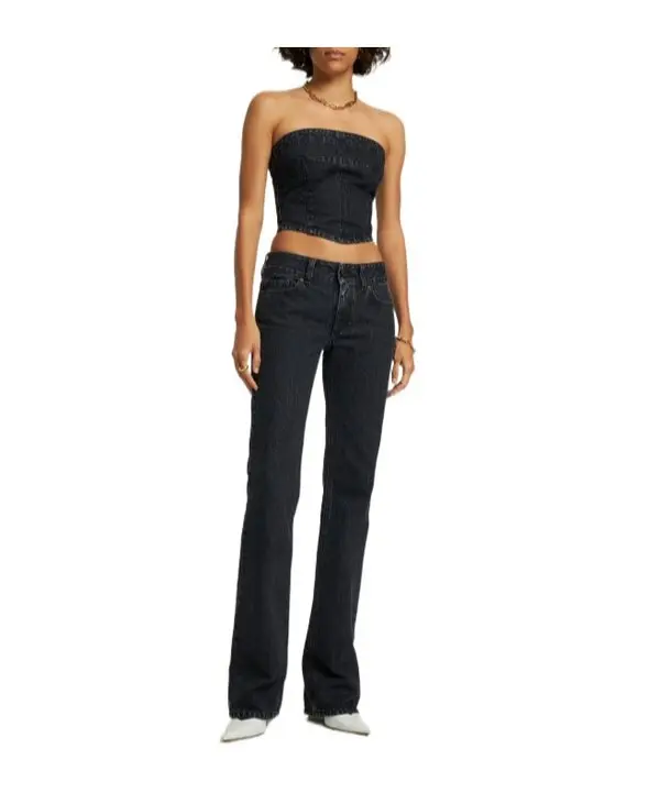 Stella McCartney Washed Denim Cropped Bustier Top