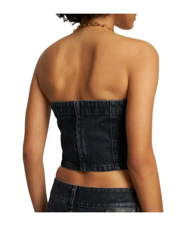 Stella McCartney Washed Denim Cropped Bustier Top