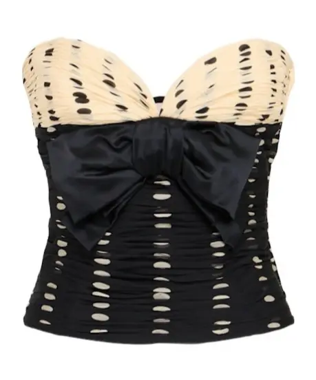 Valentino Garavani Printed Strapless Silk Chiffon Top - Black
