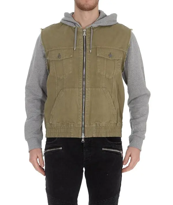 Balmain Contrast Panel Hooded Jacket