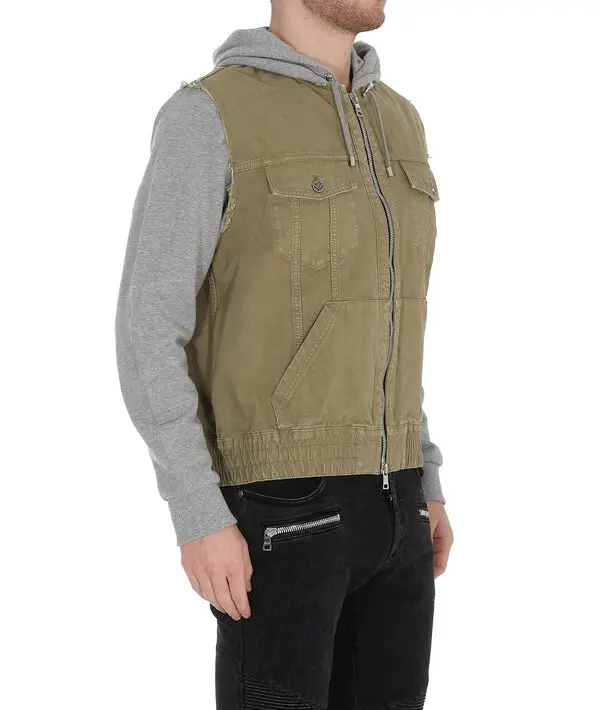 Balmain Contrast Panel Hooded Jacket