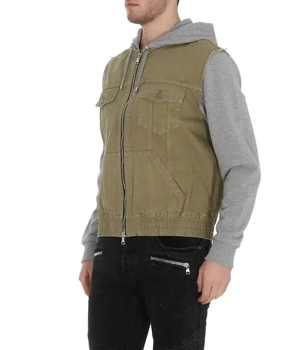 Balmain Contrast Panel Hooded Jacket
