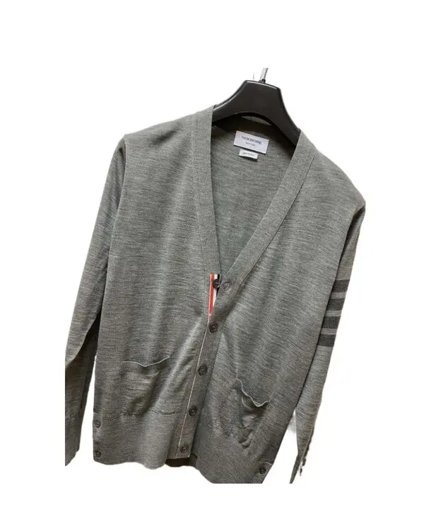 Thom Browne V-neck Cardigan With 4-stripe Detail