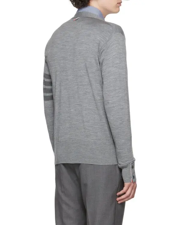 Thom Browne V-neck Cardigan With 4-stripe Detail