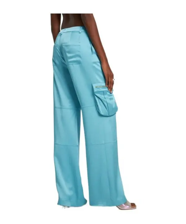 Blumarine Satin Wide Leg Cargo Pants