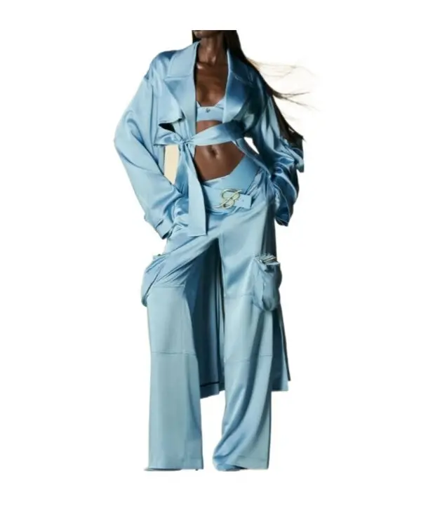 Blumarine Satin Wide Leg Cargo Pants
