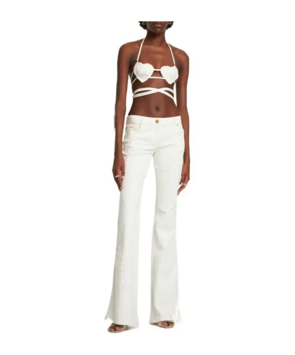Blumarine Embroidered Low Waist Flare Jeans