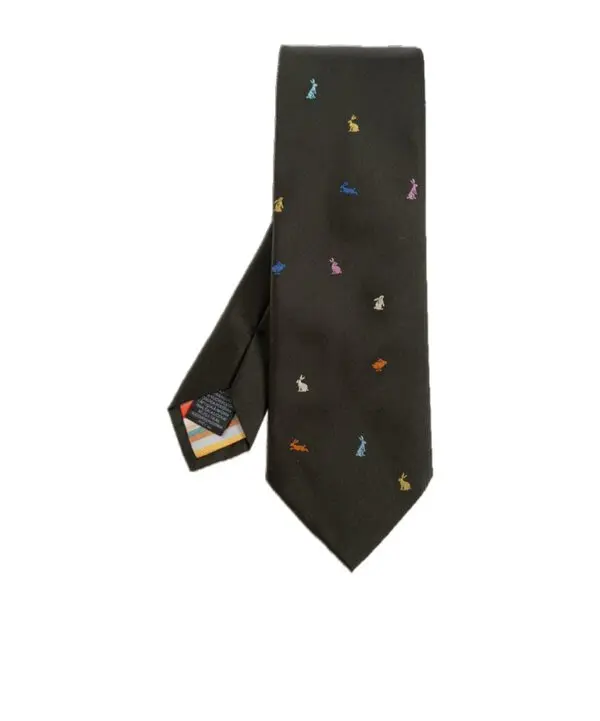 Paul Smith Rabbit Embroidered Neck Tie - Black