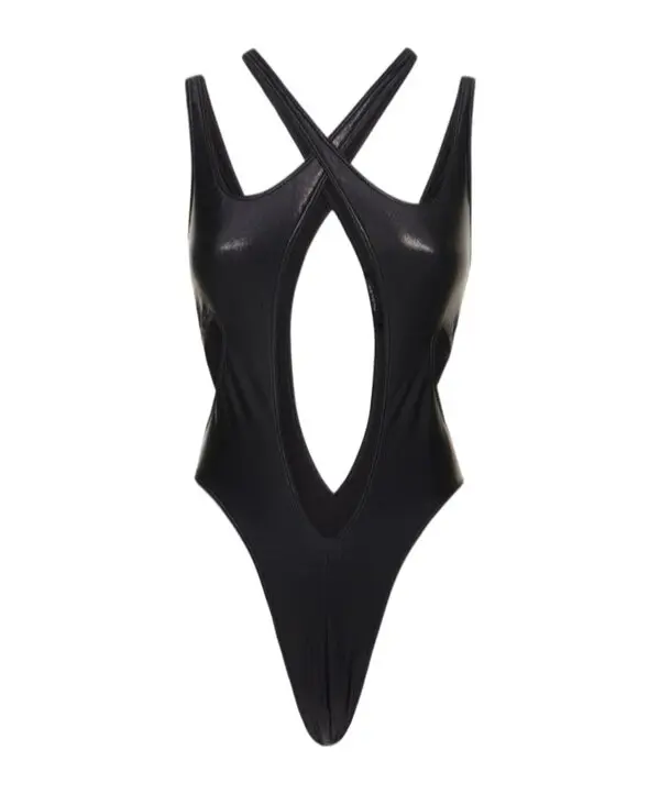 MUGLER Lycra Cut-out One-piece Swimsuit - Black
