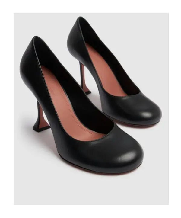 Amina Muaddi Round Toe High Heel Pumps - Black
