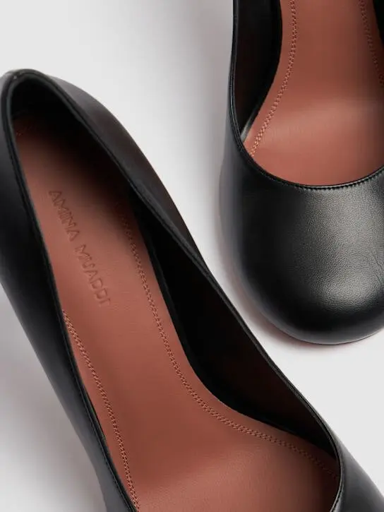 Amina Muaddi Round Toe High Heel Pumps - Black
