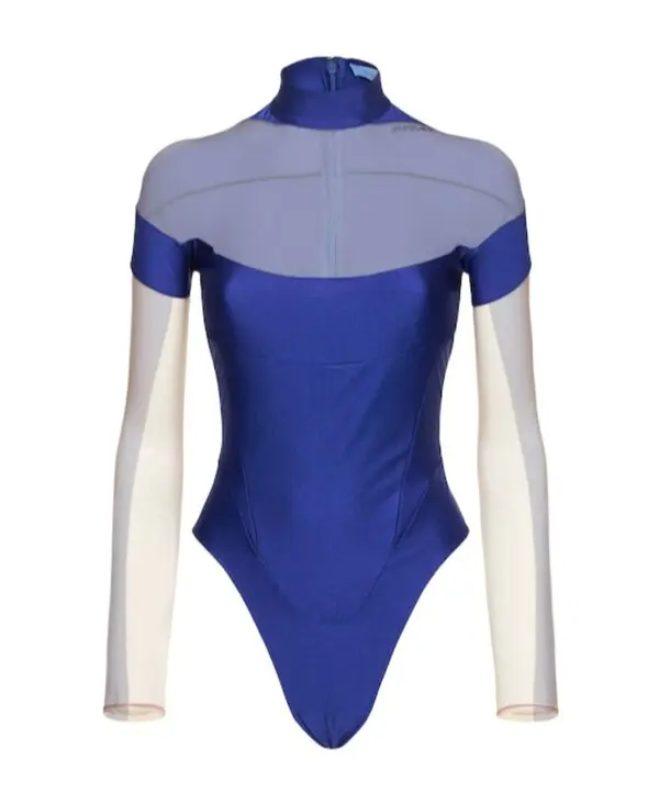 MUGLER Sheer Paneled Jersey One-piece Suit