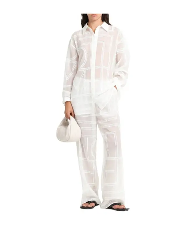 TOTEME Classic Cotton Blend Shirt With All-over Pattern - White