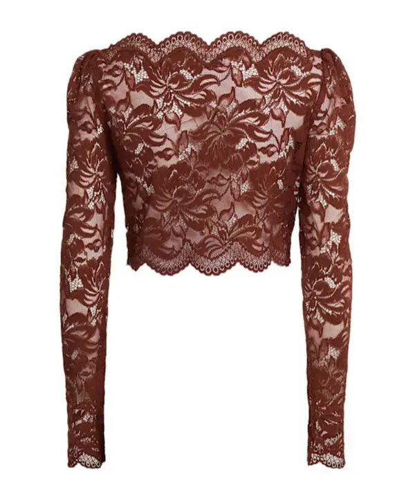 Rabanne Scalloped Long Sleeve Lace Top