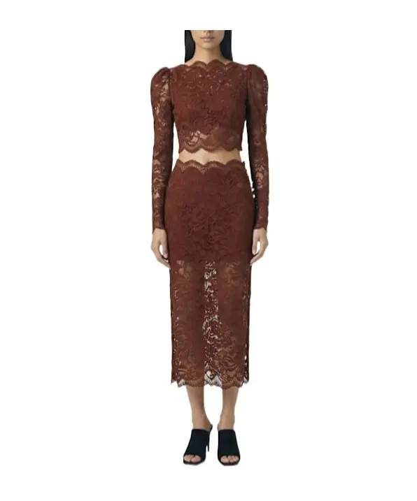 Rabanne Scalloped Long Sleeve Lace Top