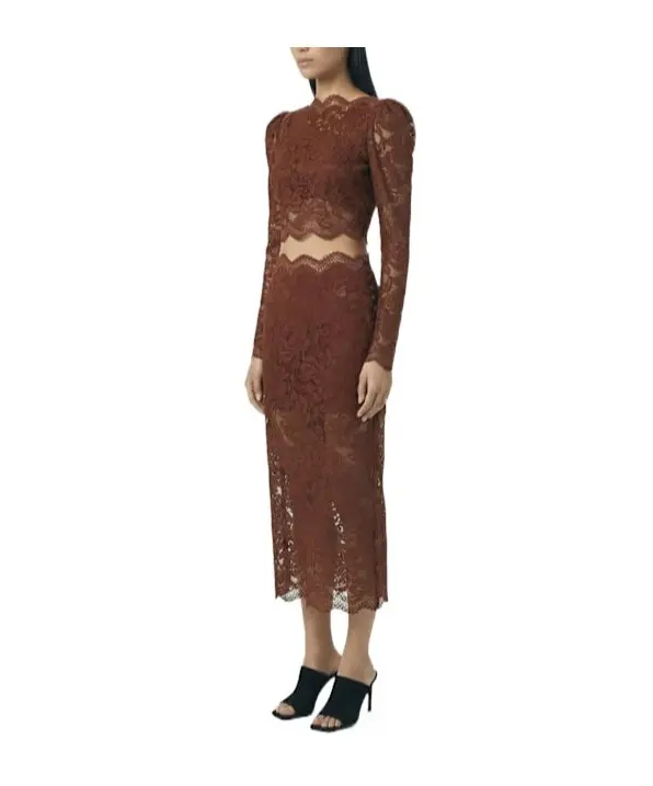 Rabanne Scalloped Long Sleeve Lace Top