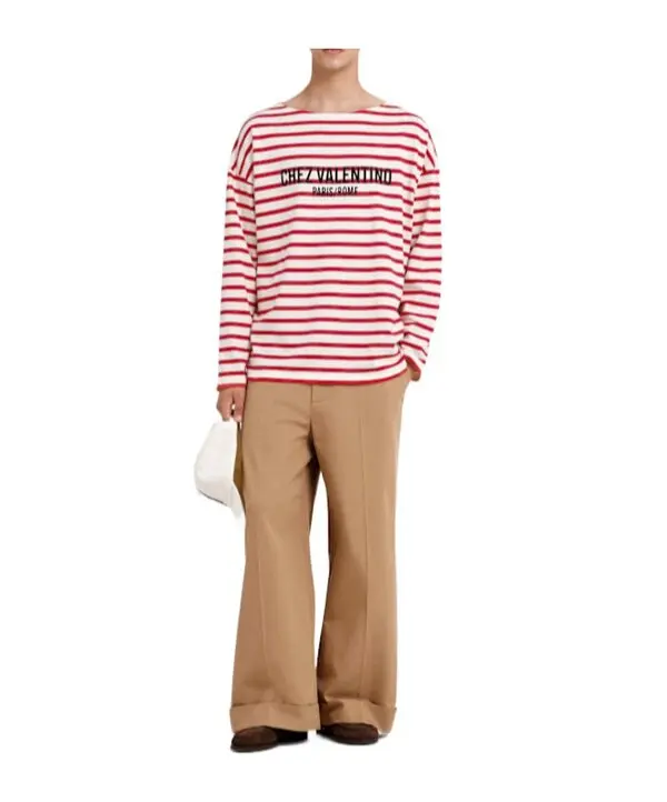 Valentino Garavani Cotton Gabardine Tailored Wide Leg Pants