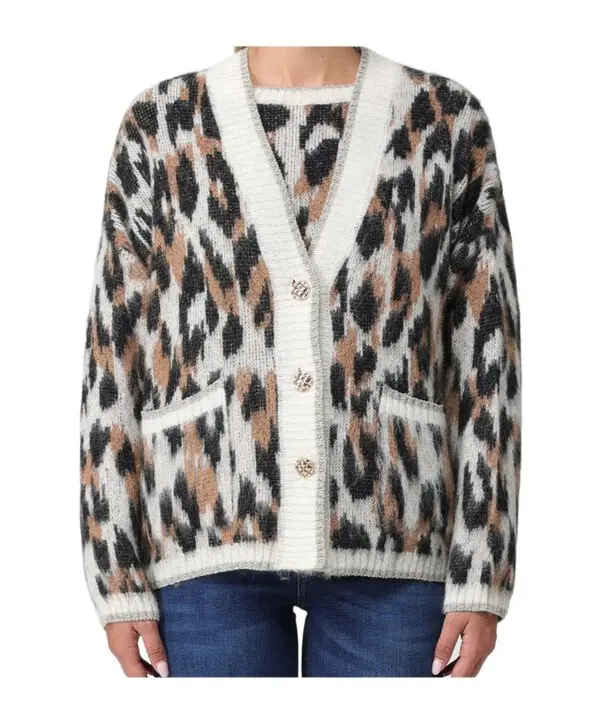 Liu Jo Leopard-intarsia Knit V-neck Cardigan