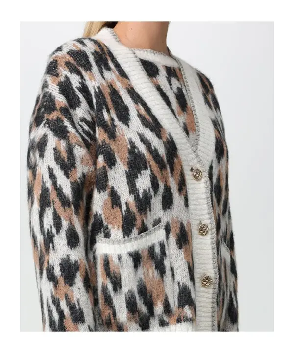 Liu Jo Leopard-intarsia Knit V-neck Cardigan