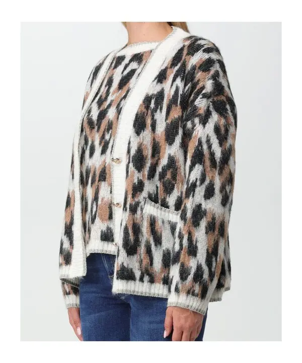 Liu Jo Leopard-intarsia Knit V-neck Cardigan