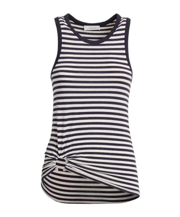 Rabanne Striped Jersey Tank Top With Ring Detail