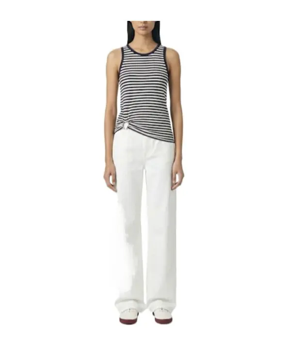 Rabanne Striped Jersey Tank Top With Ring Detail