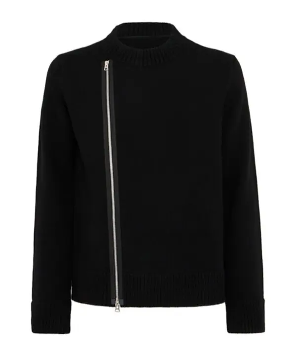 Sacai Wool Knit Jacket With Zip Closure